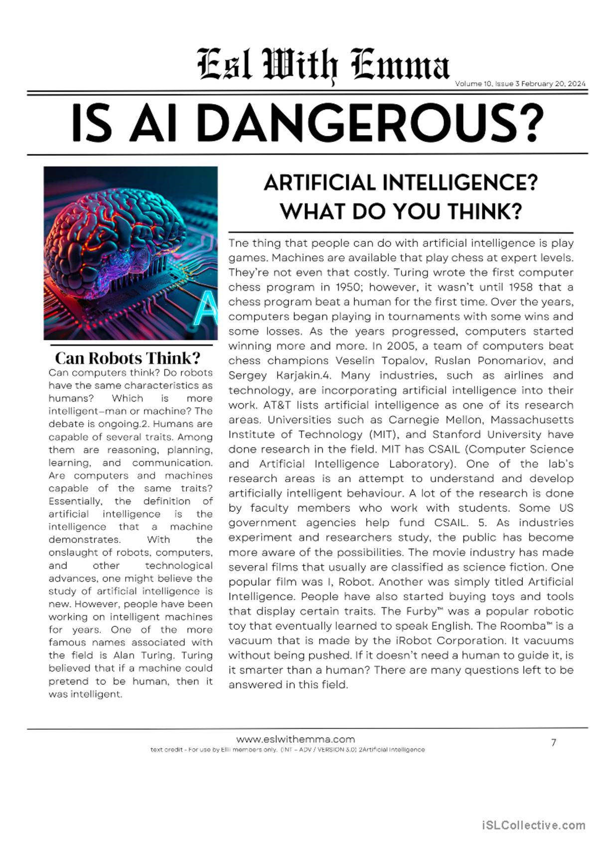 Artificial Intelligence (AI) Reading Comprehension - Eal With Emma ...