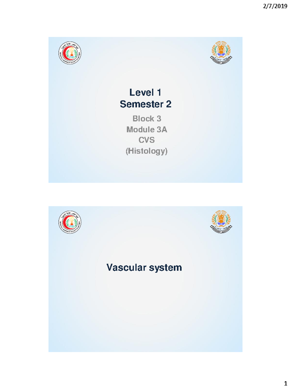 CVS, Histol., L - a practice materials - Level 1 Semester 2 Block 3 ...