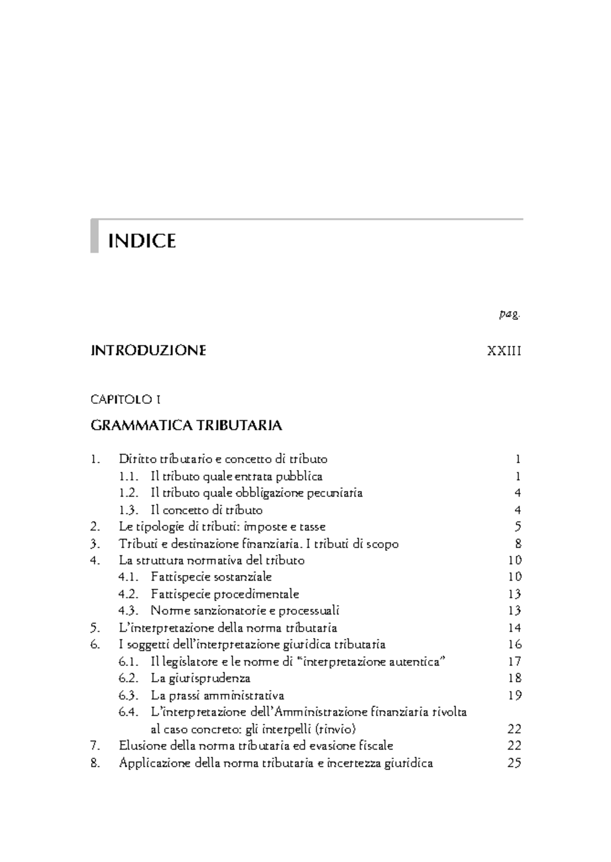 Indice Libro - Riassunto Manuale di diritto tributario - INDICE pag. X ...