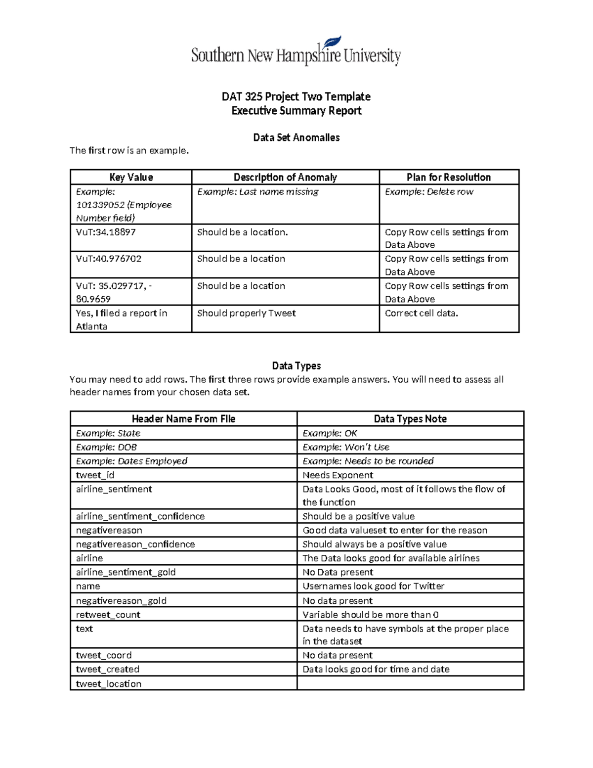 DAT 325 Project Two - DAT 325 Project Two Template Executive Summary ...