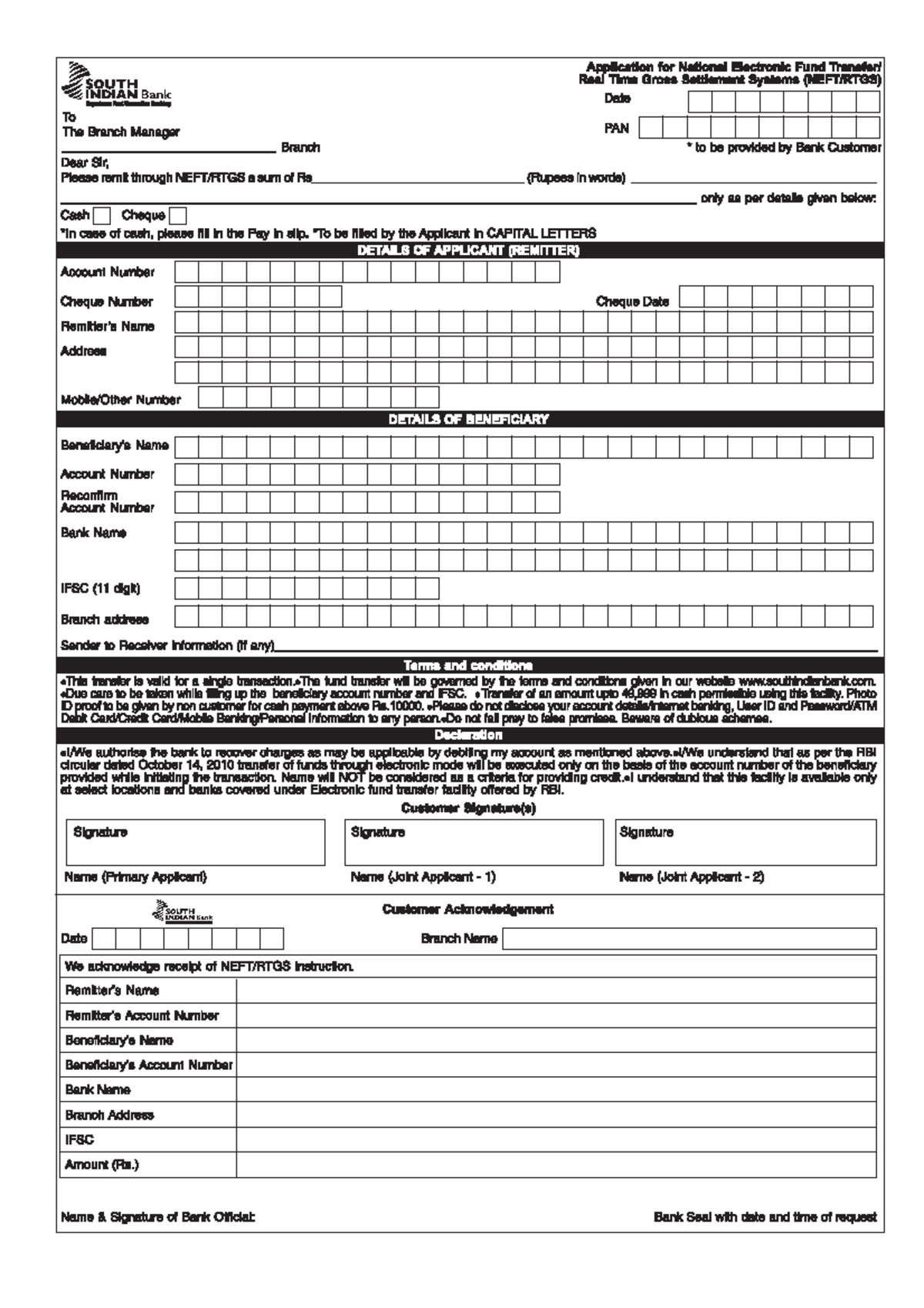 Neft-rtgs form - English - Studocu