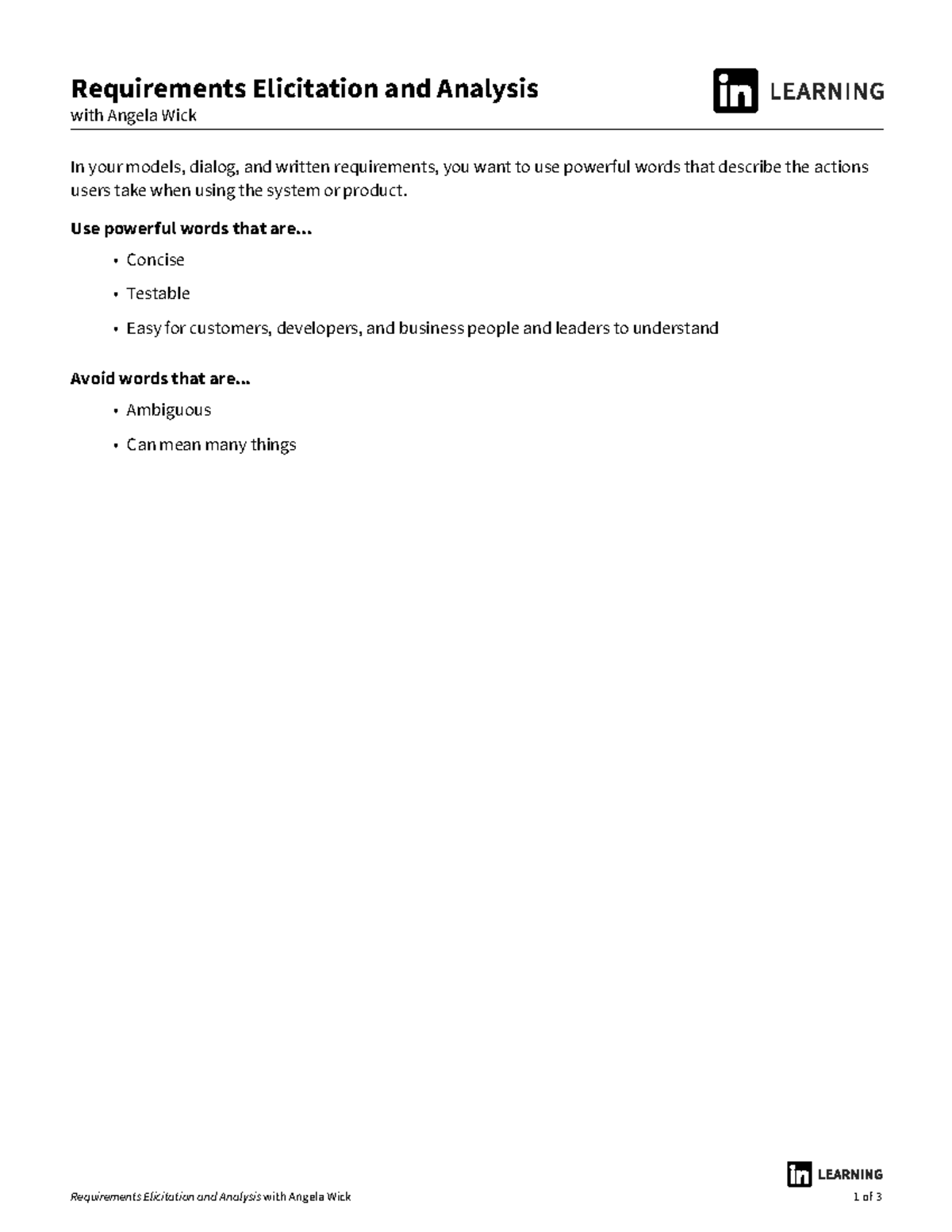 03 02 Model Words - ch. 3 topics - Requirements Elicitation and ...