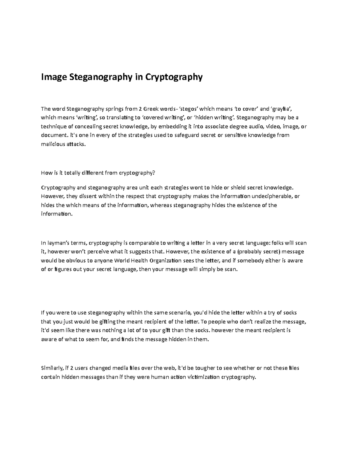 Image Steganography in Cryptography - Steganography may be a technique ...