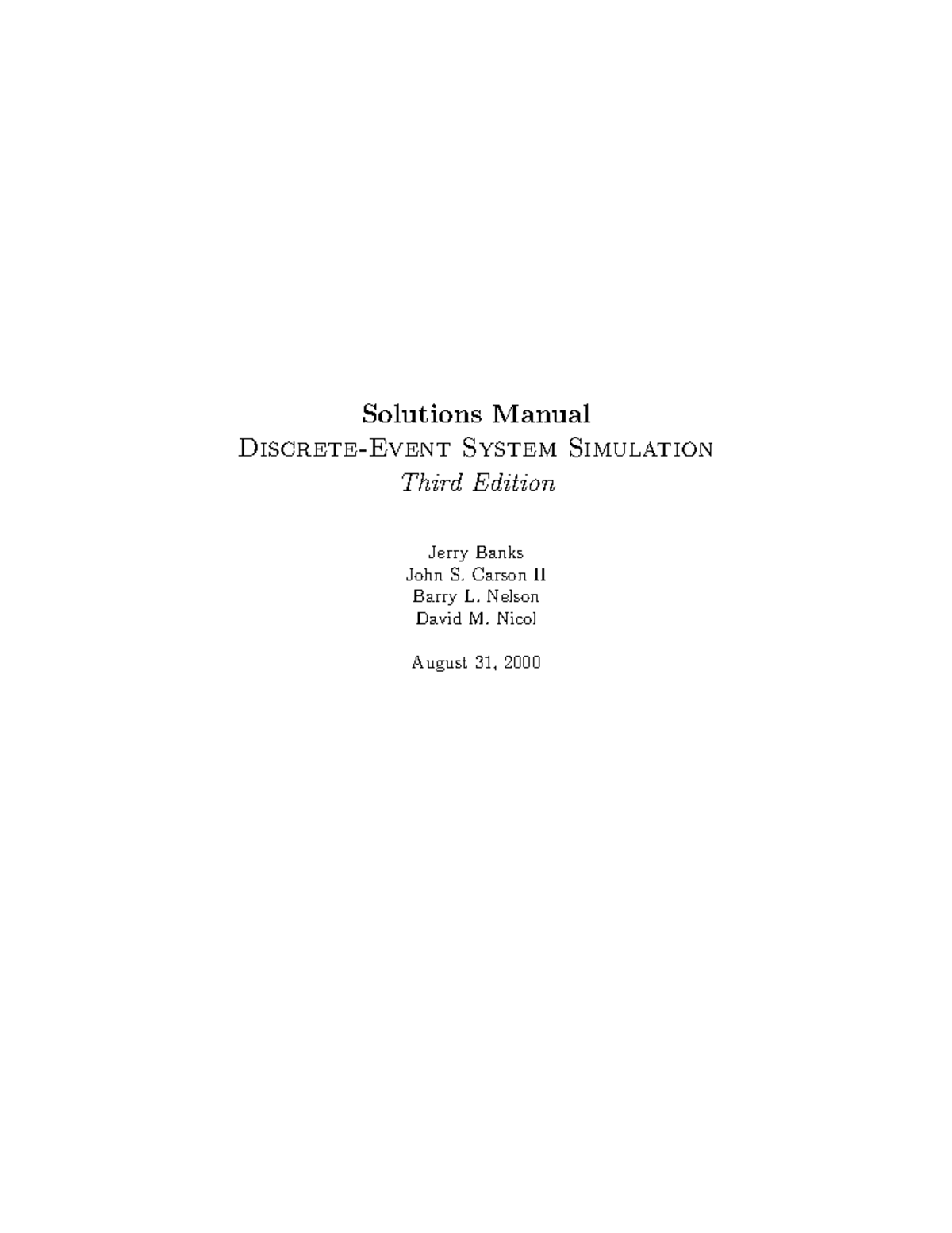 Solution - good - Solutions Manual Discrete-Event System Simulation ...