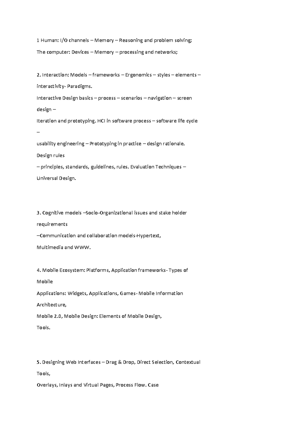 HCI - 1 Human: I/O channels – Memory – Reasoning and problem solving ...