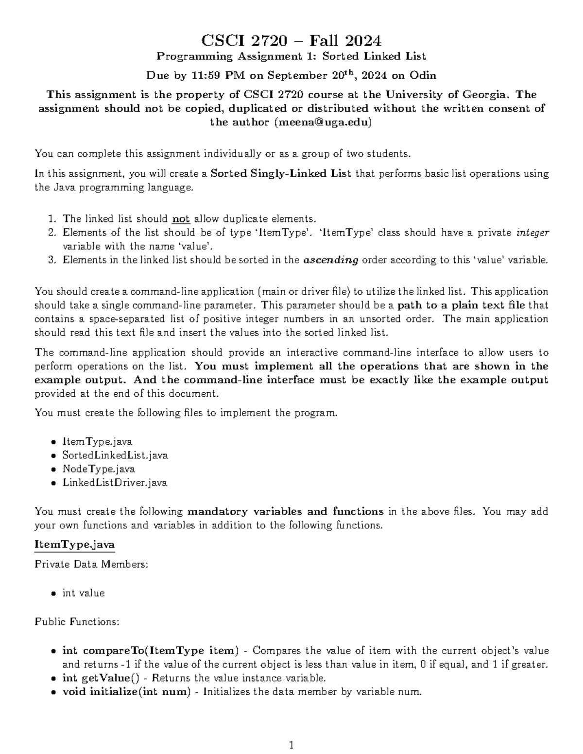 CSCI 2720 - Programming Assignment 1 FA24 - CSCI 2720 – Fall 2024 Programming Assignment 1 ...