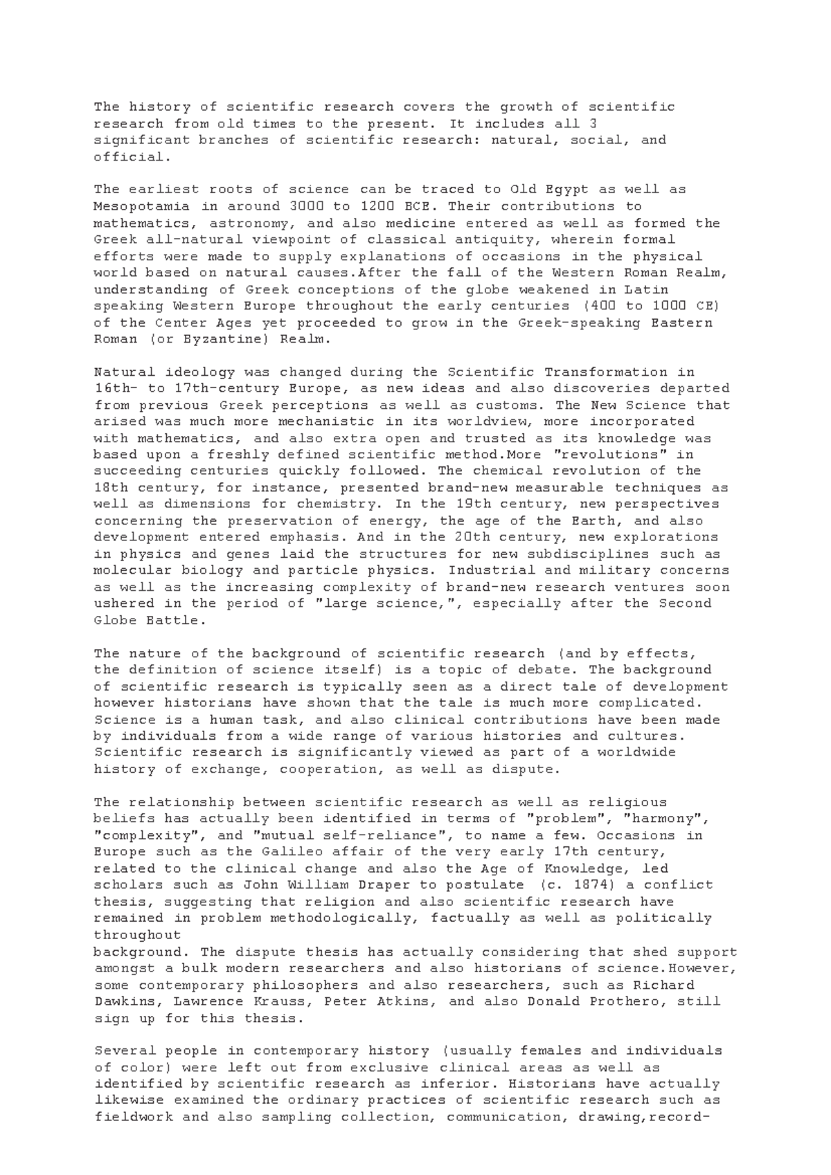 AE (932) - Summary notes - The history of scientific research covers ...