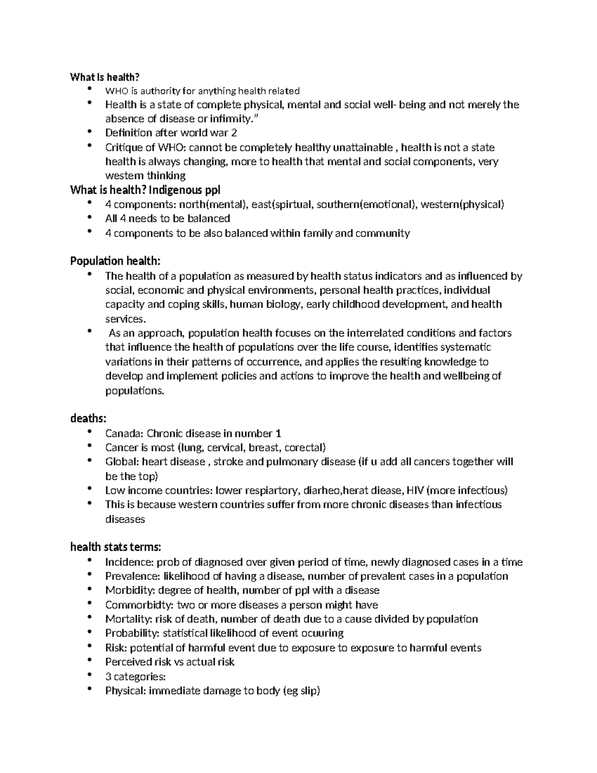 Health sci week 1 notes - What is health? WHO is authority for anything ...