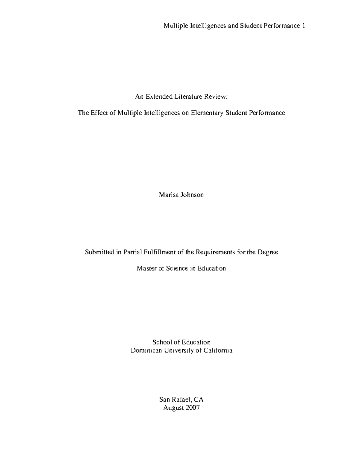 RRL-multiple-intelliegence - Title Page An Extended Literature Review ...