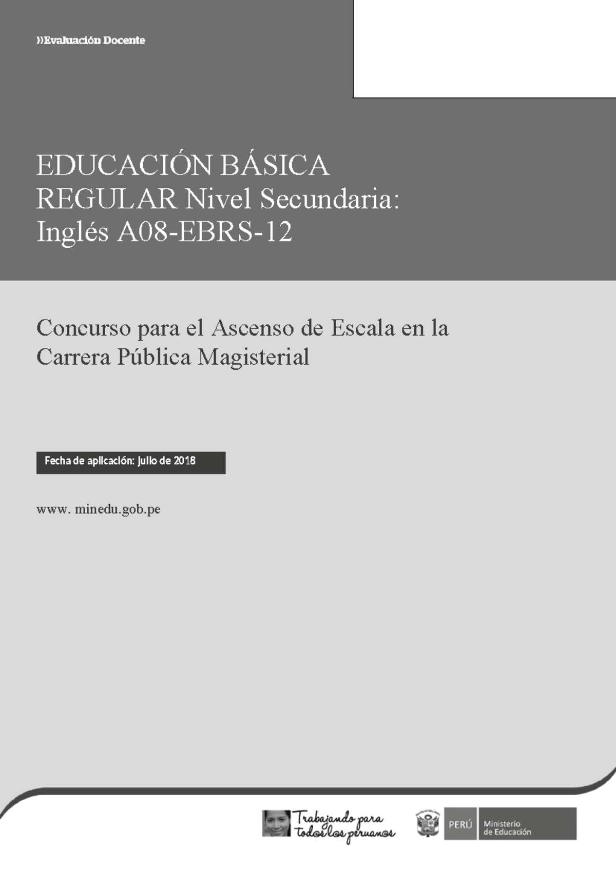 37-1 A08-EBRS-12-ingles-version-2 - EDUCACIÓN BÁSICA REGULAR Nivel Secundaria: Inglés A08-EBRS ...