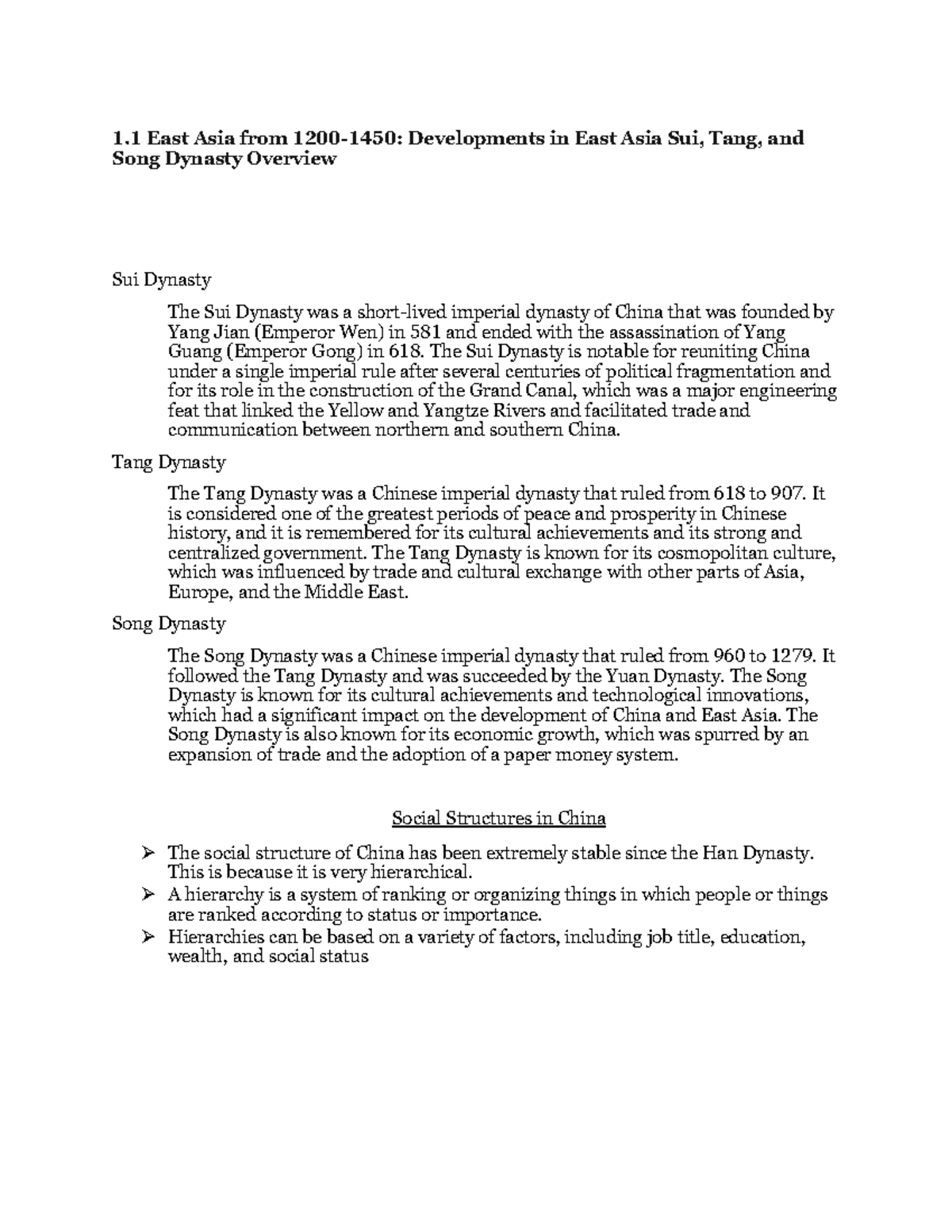 APWH Lecture Notes - The development of Asia - 1 East Asia from 1200 ...