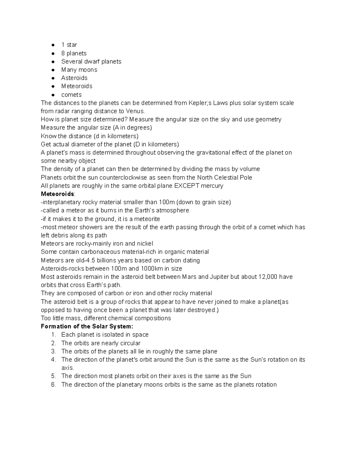 Chapter 4- The Solar System - 1 star 8 planets Several dwarf planets ...