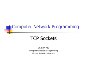 SCTP Overview lecture - Computer Network Programming SCTP Overview Dr. Sam Hsu Computer Science ...