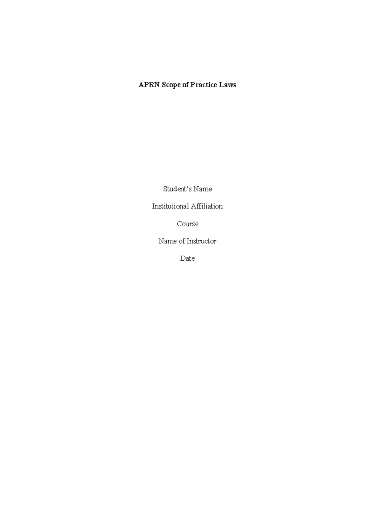 APRN Scope of Practice Laws - APRN Scope of Practice Laws Student’s ...