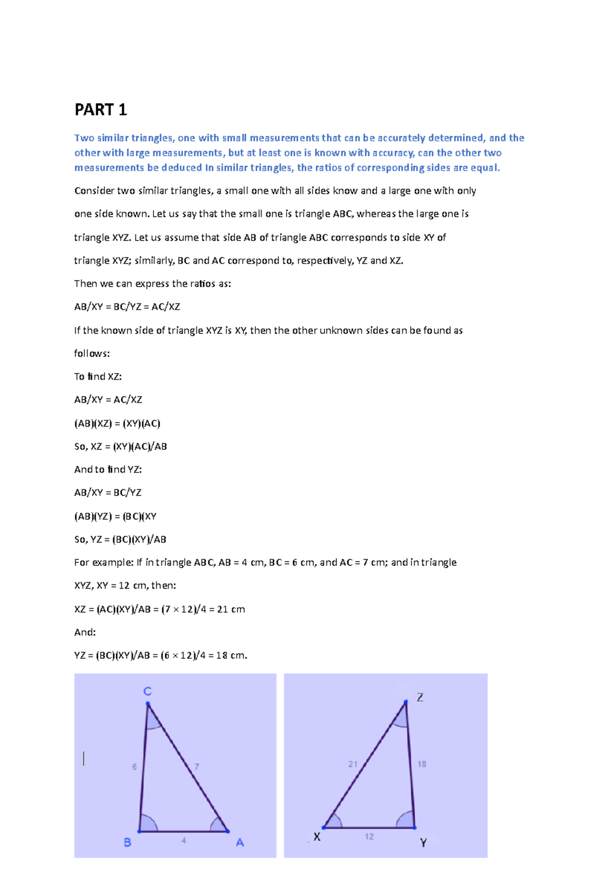 DF7 - Programming Fundamentals CS 1101 - PART 1 Two similar triangles ... DF7 - Programming Fundamentals CS 1101 - PART 1 Two similar triangles ...
