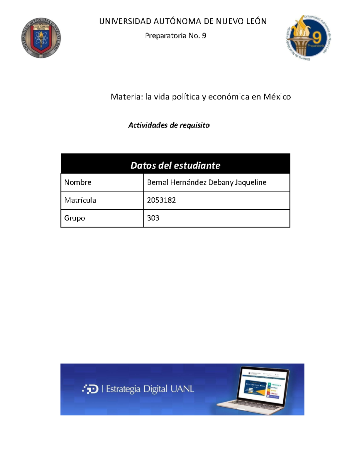 DJBH AR Etapa 4 Correccion LVMX - UNIVERSIDAD AUT”NOMA DE NUEVO LE”N Preparatoria No. 9 Materia ...