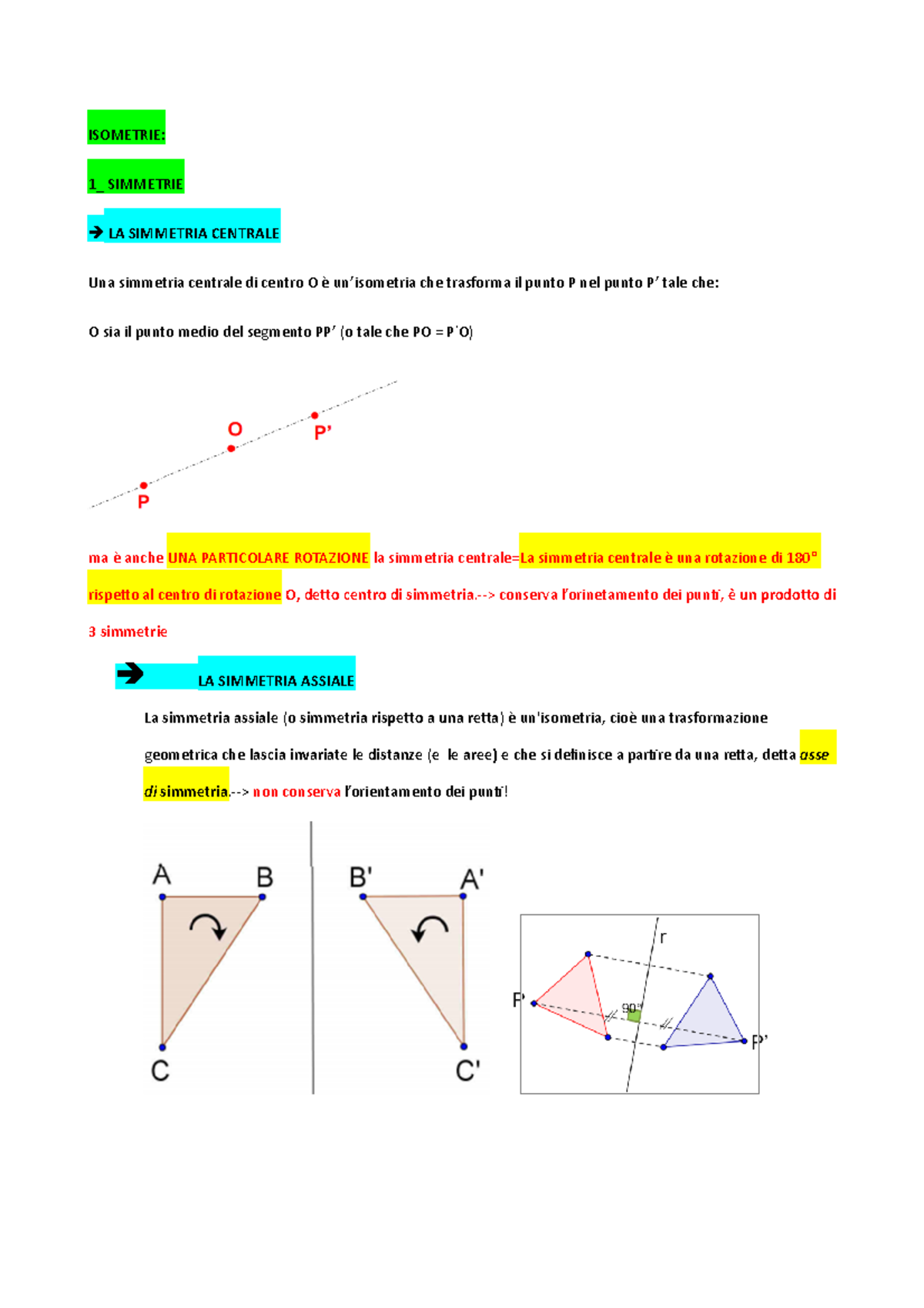 8- Simmetrie (FIG SIMM), Traslazioni E Rotazione - ISOMETRIE: 1 ...
