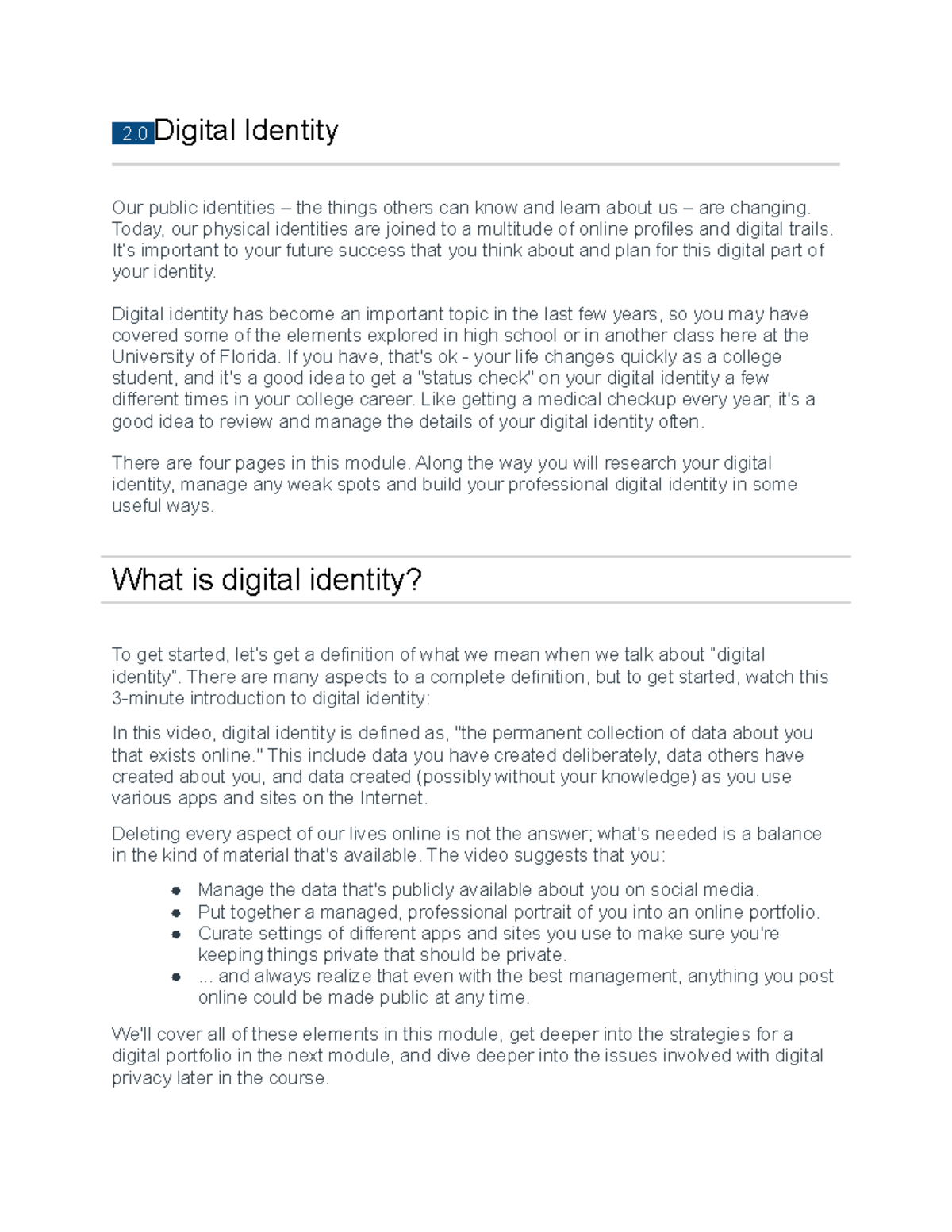 Digital Identity - video notes - 2 Digital Identity Our public ...