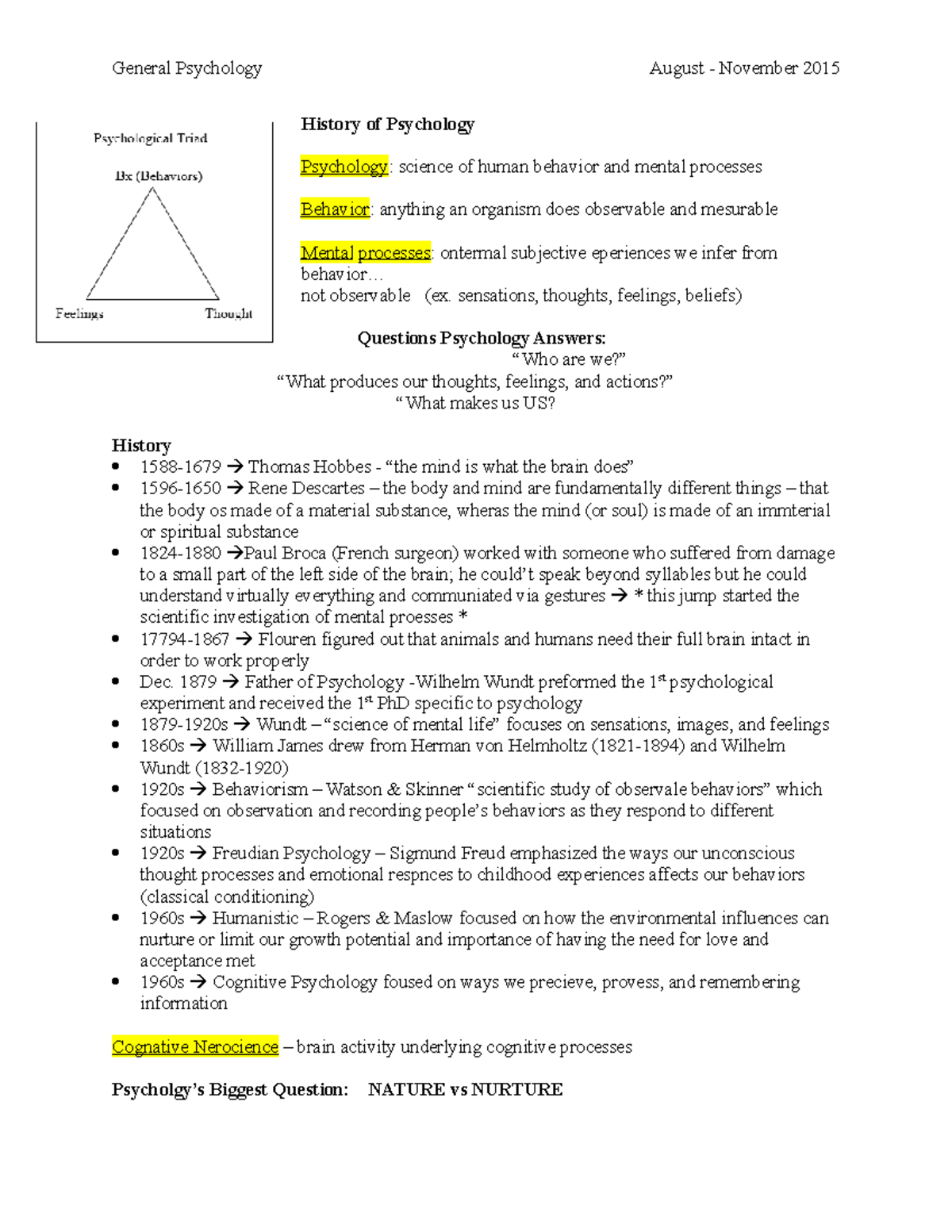 Gen Psych Notes 2015 - General Psychology August - November 2015 ...