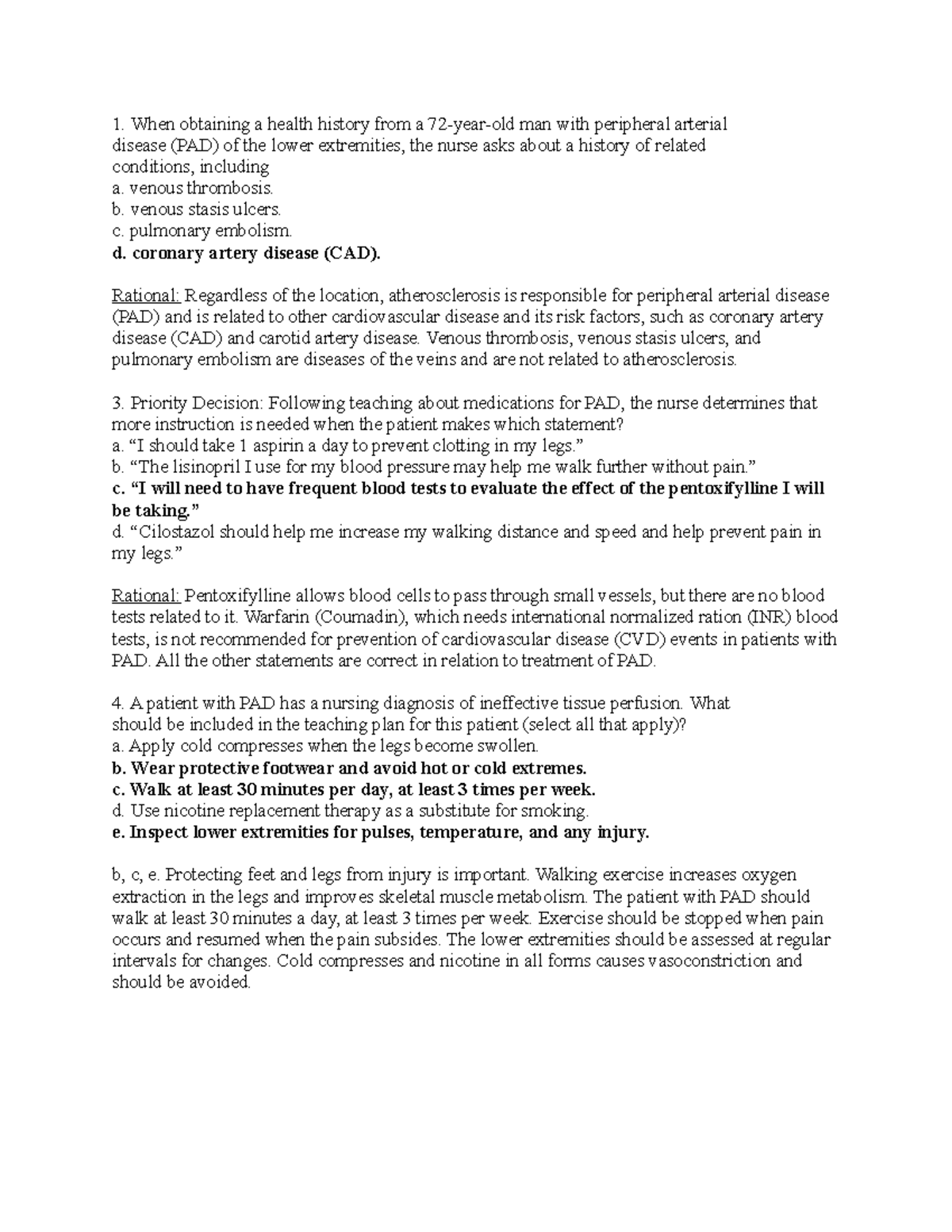 Altered Perfusion Practice Questions - When obtaining a health history ...