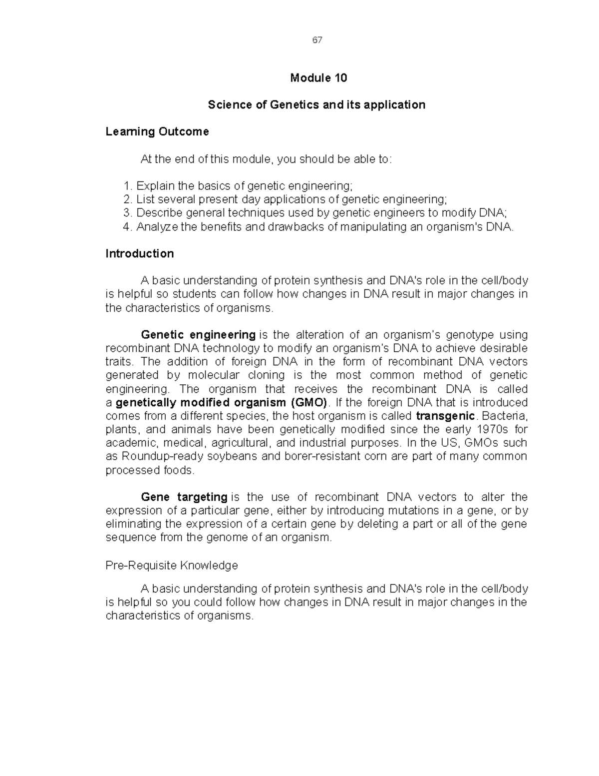 Module 10 p 67 76 - Module 10 Science of Genetics and its application ...