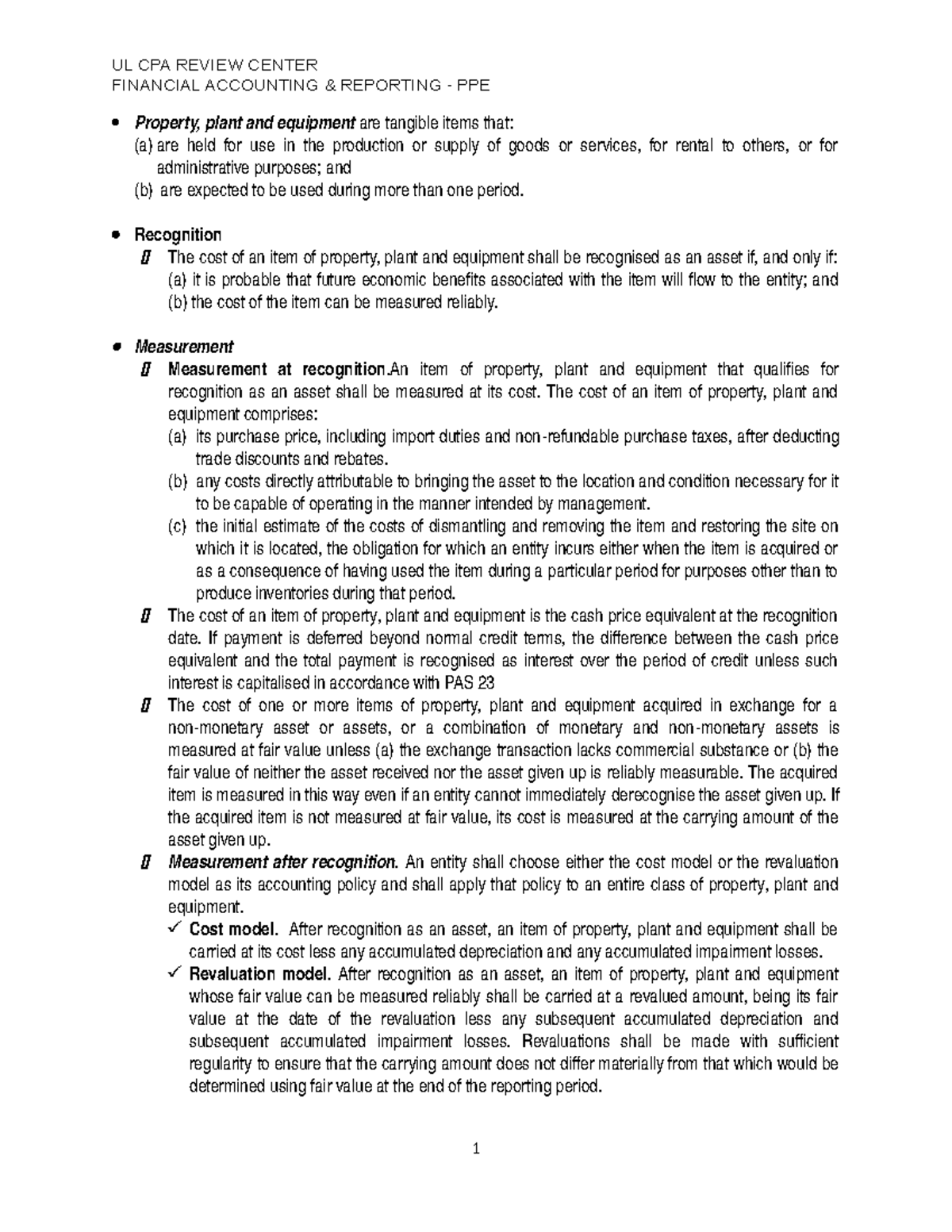 Asset PPE 1 for posting - FINANCIAL ACCOUNTING & REPORTING - PPE ...