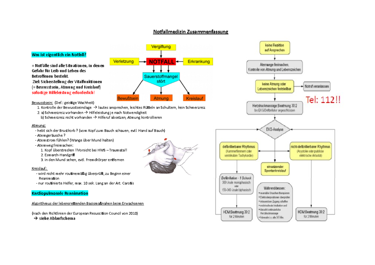 Zusammenfassung Notfallmedizin 14 - Notfallmedizin Zusammenfassung Was ...