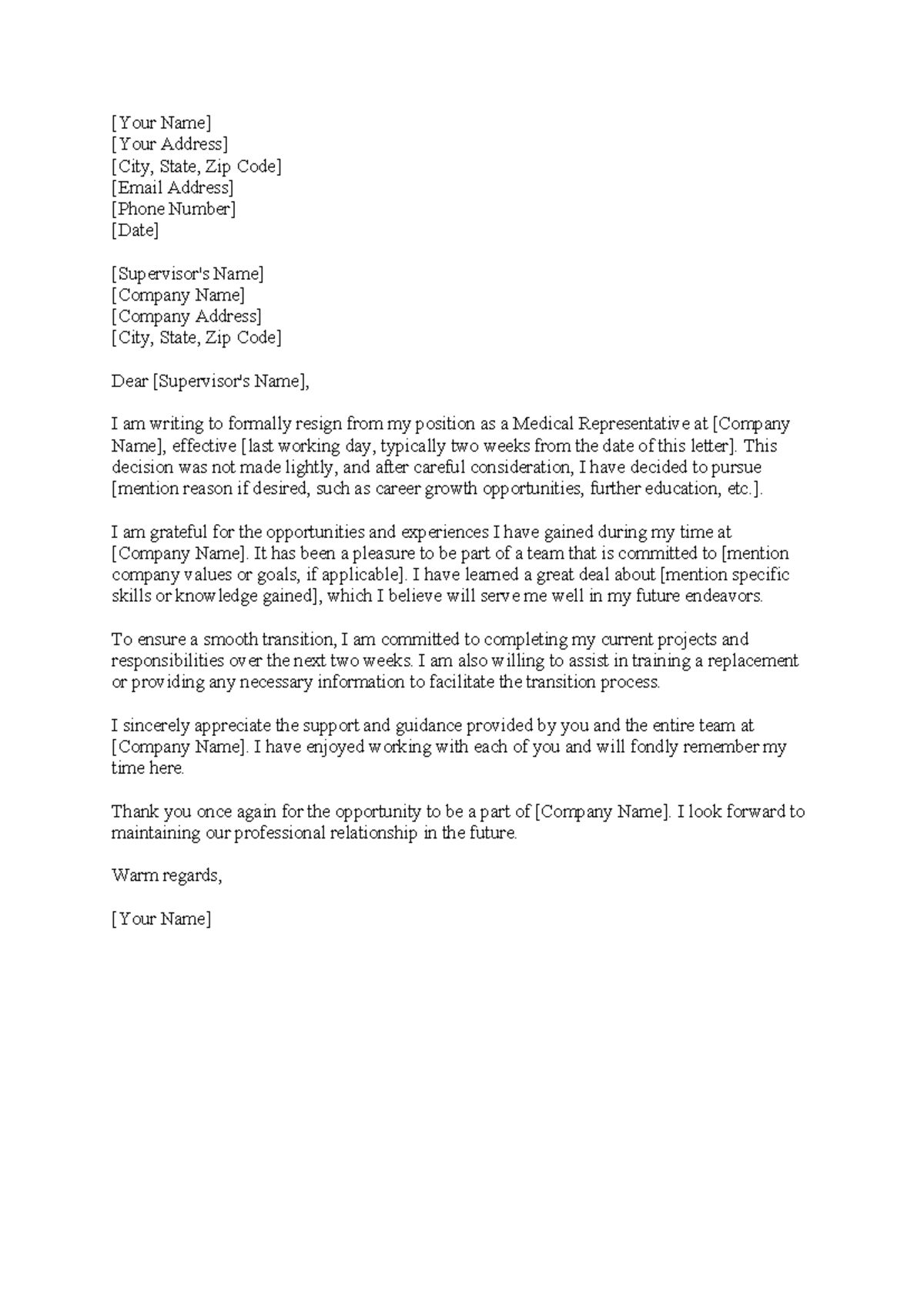 Resignation Letter - KLHFOQHOFH - [Your Name] [Your Address] [City, State, Zip Code] [Email ...