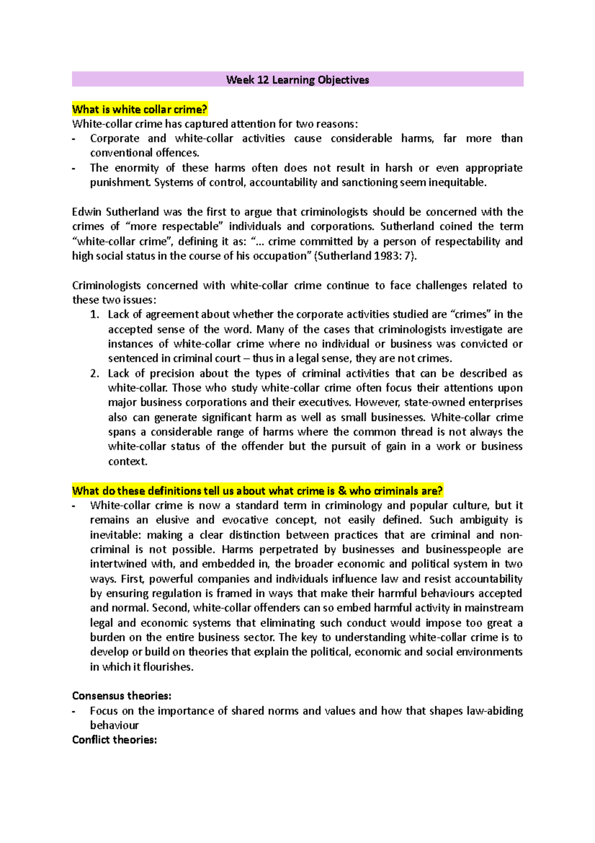 Week 12 Learning Objectives - Week 12 Learning Objectives What is white ...