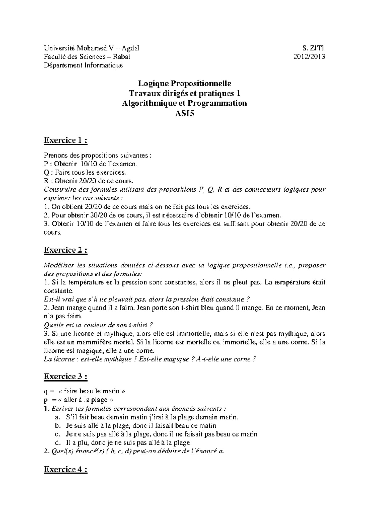 TD1-LP - Structures de Contrôles Travaux dirigés et pratiques 2 Algorithmique et Programmation ...