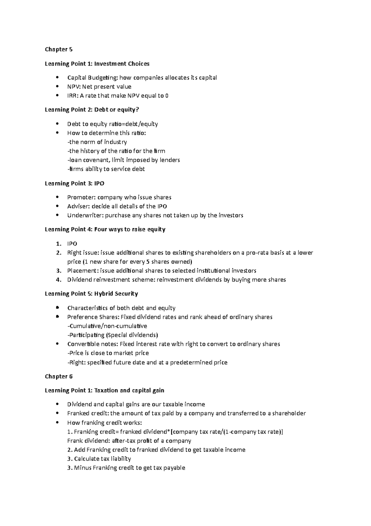 FINS1612 WK4 - Week 4 Tutorial Summary - Chapter 5 Learning Point 1 ...