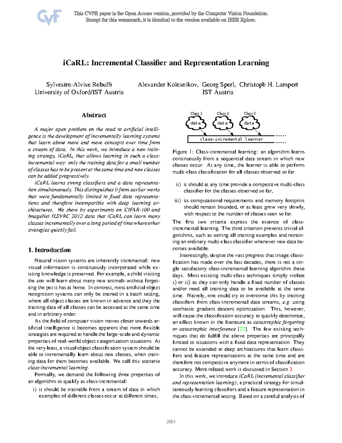Rebuffi i Ca RL Incremental Classifier CVPR 2017 paper - iCaRL: Incremental Classifier and - Studocu