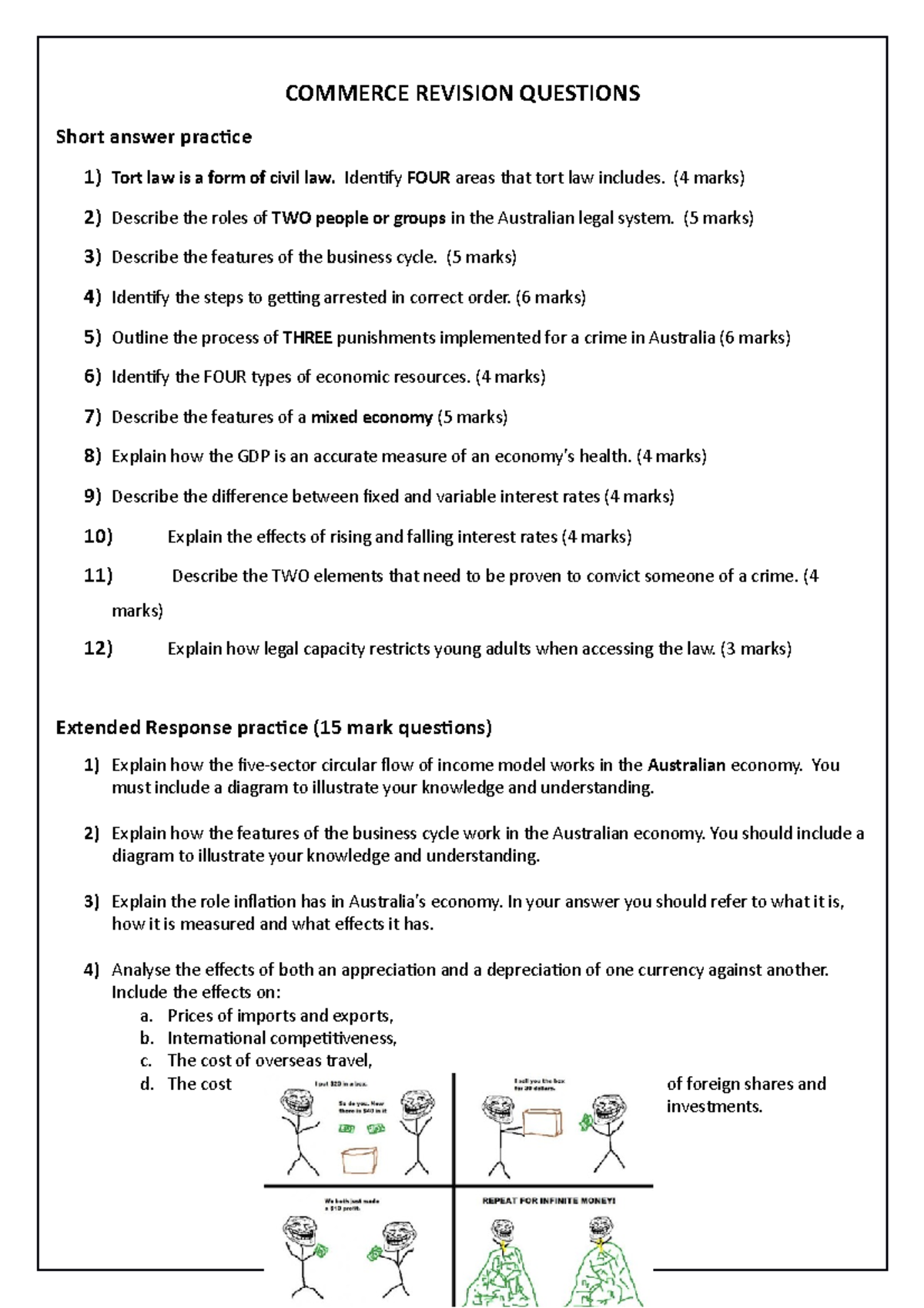Commerce Revision Questions - COMMERCE REVISION QUESTIONS Short answer ...