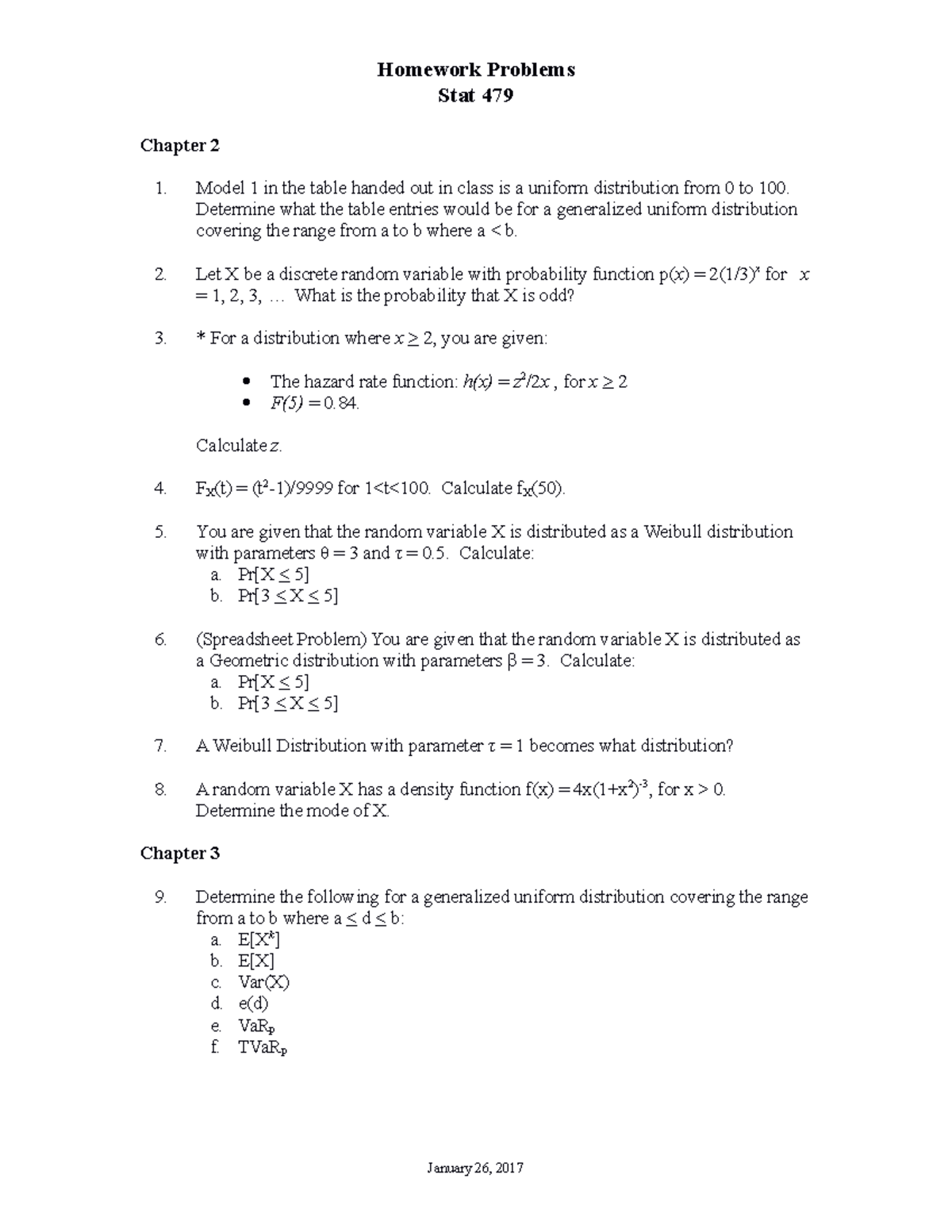 Homework - life - Stat 479 Chapter 2 1. Model 1 in the table handed out ...