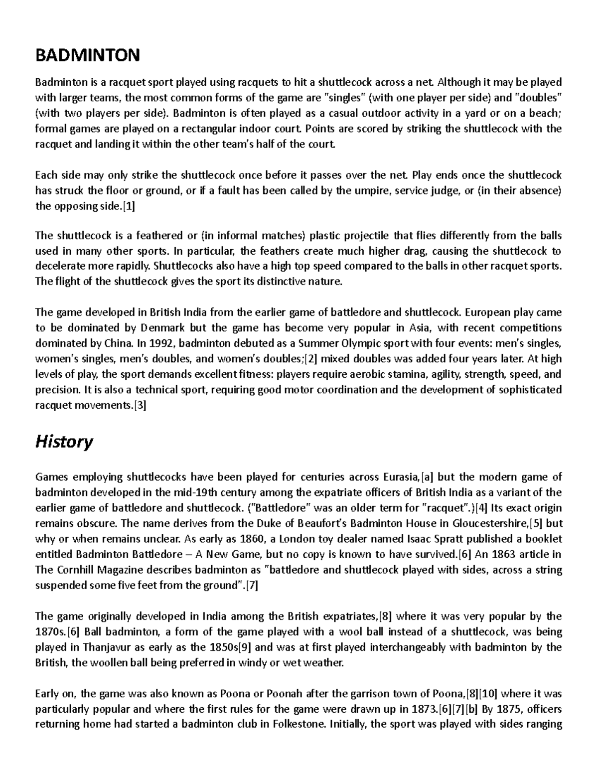 Badminton - Sana makatulong. - BADMINTON Badminton is a racquet sport ...