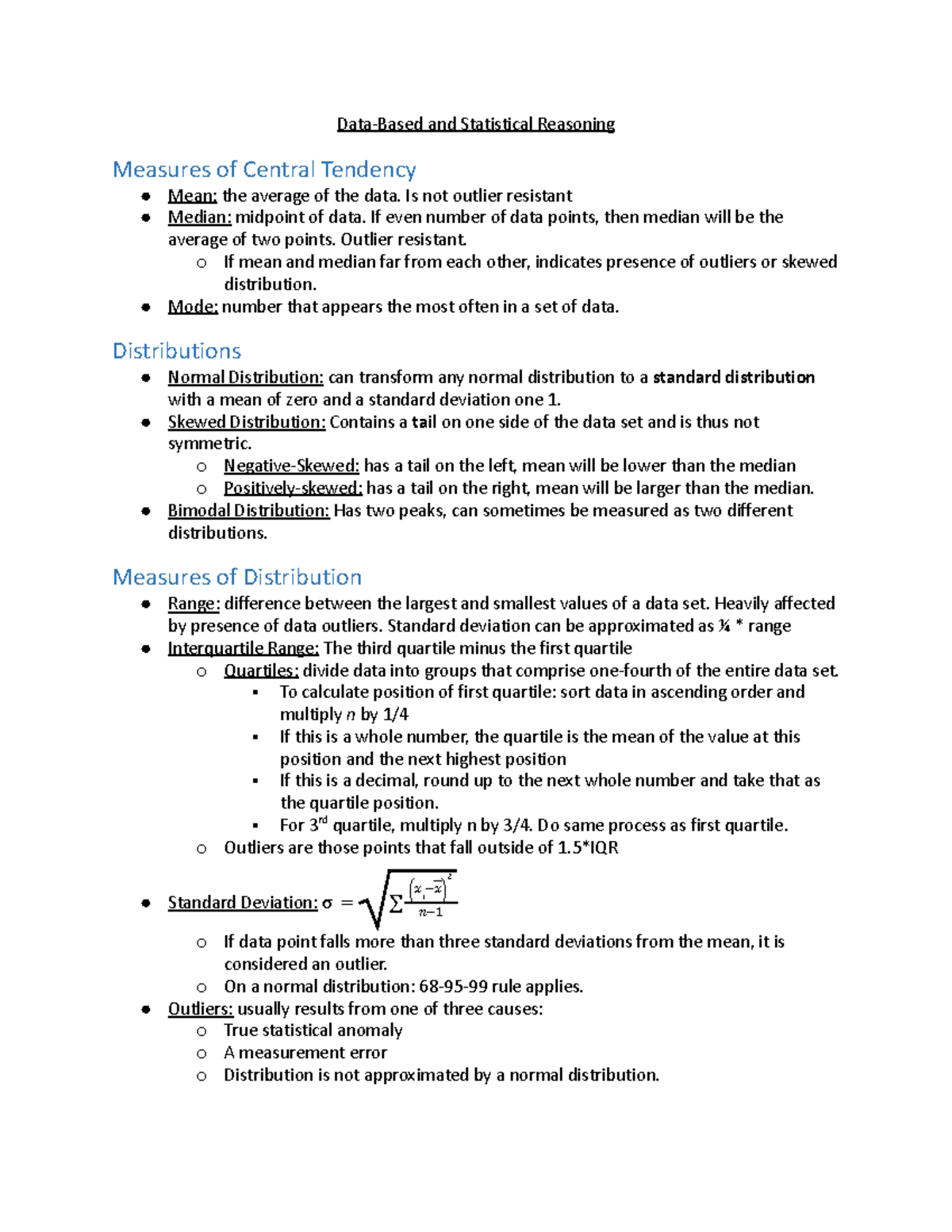 Data Based and Statistical Reasoning - Data-Based and Statistical Reasoning Measures of Central ...