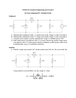 In-Class Assignment #12 - Solutions Guide - ENGR 221: Electrical ...