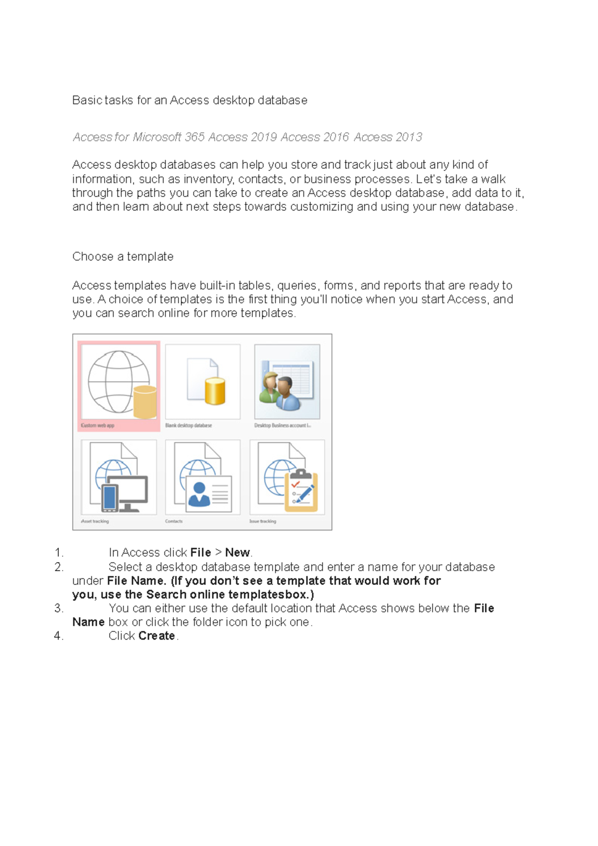 Basic tasks for an Access desktop database - Let’s take a walk through ...