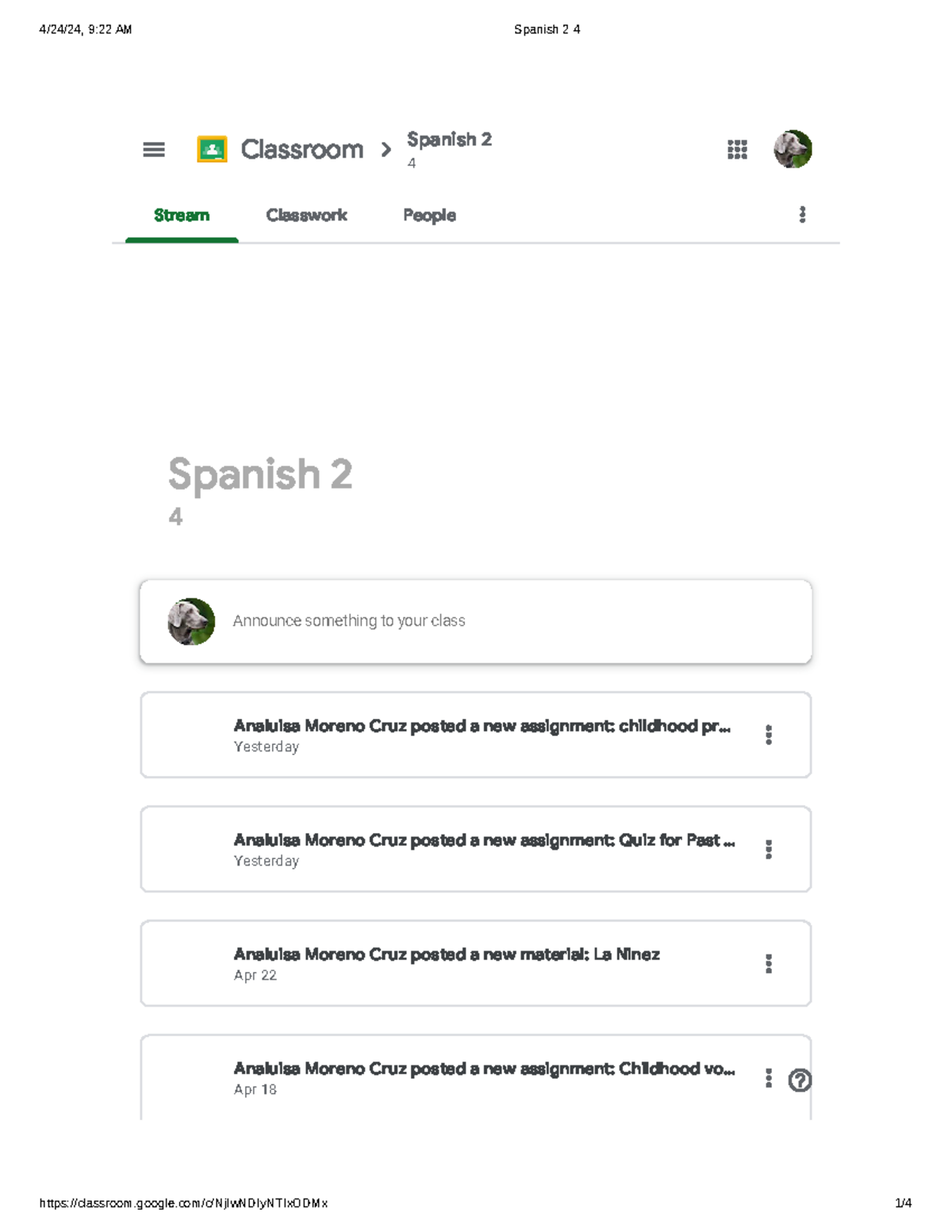 Spanish 2 4 - Analuisa Moreno Cruz posted a new assignment: childhood ...