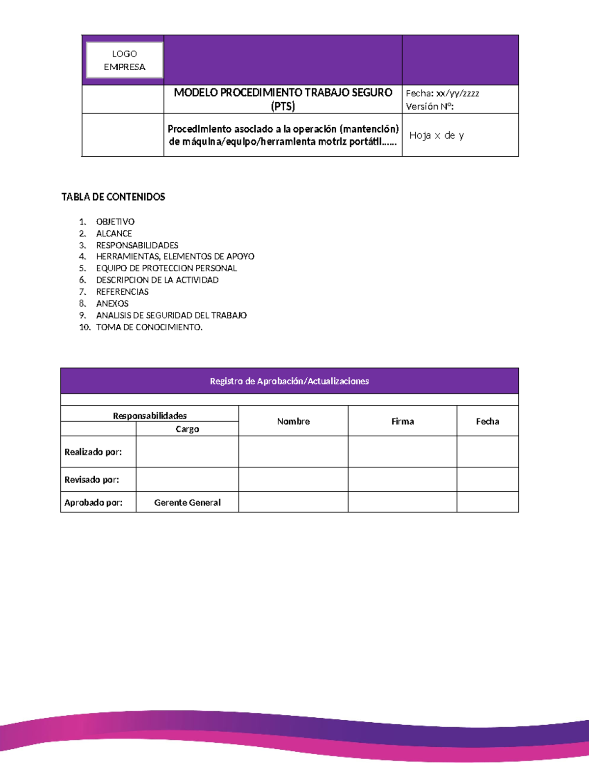 Item 4 Anexo Procedimiento de Trabajo Seguro 2 - MODELO PROCEDIMIENTO ...
