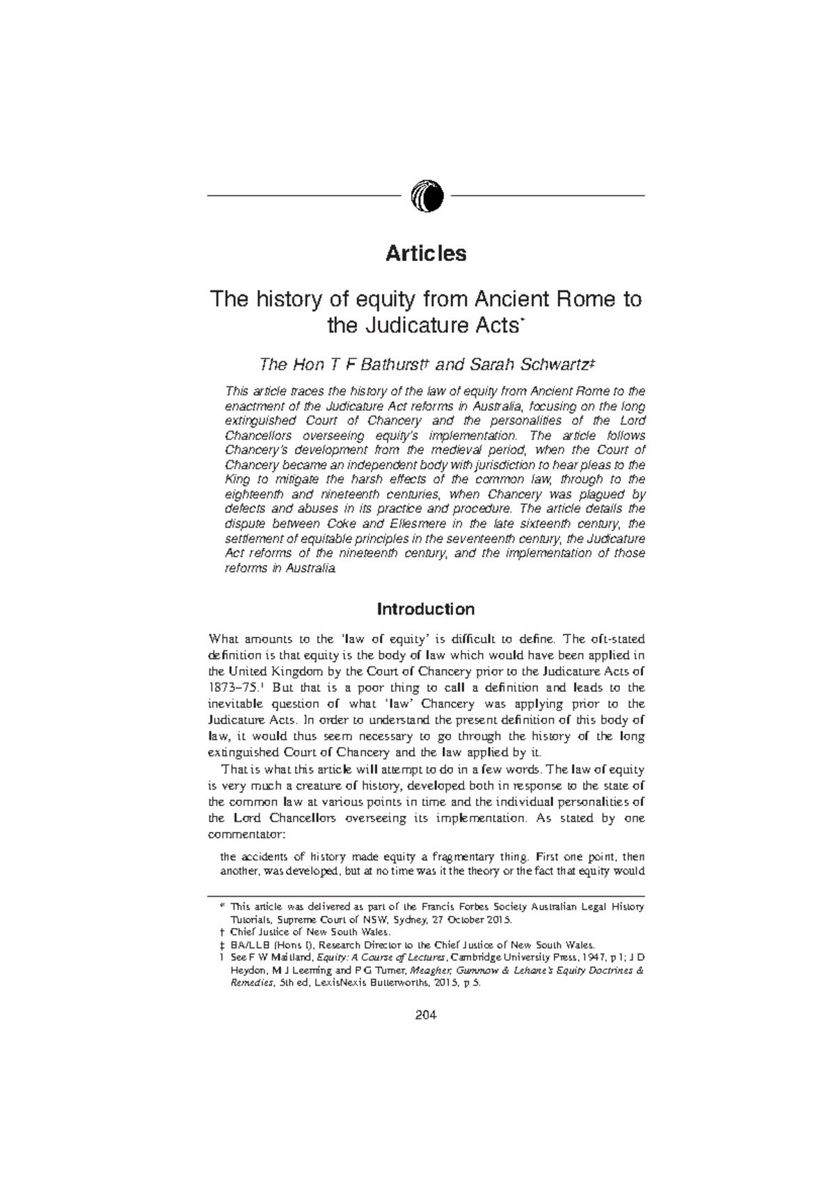 The history of equity from Ancient Rome to the Judicature Acts — (2016 ...