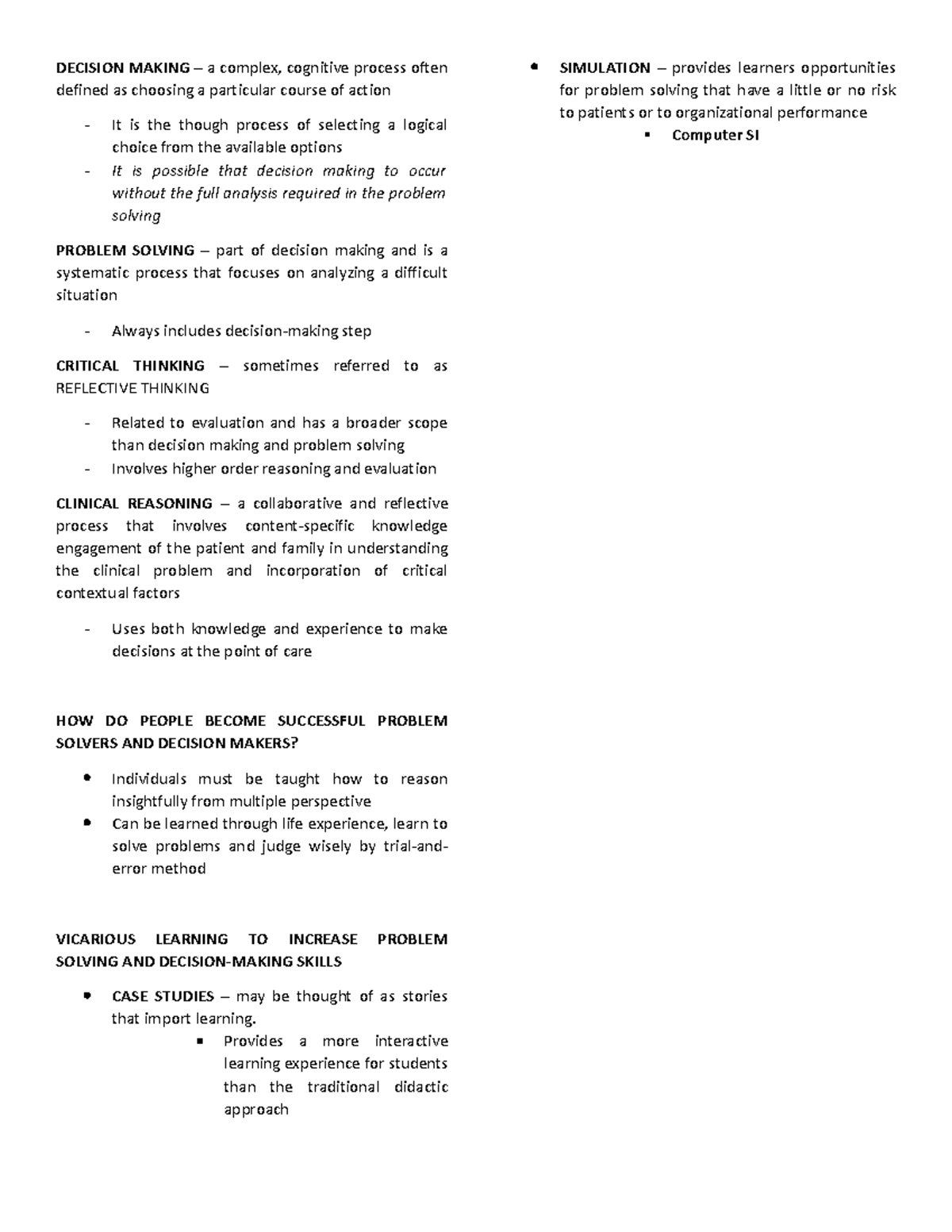 Decision Making - Nursing Management - DECISION MAKING – a complex ...