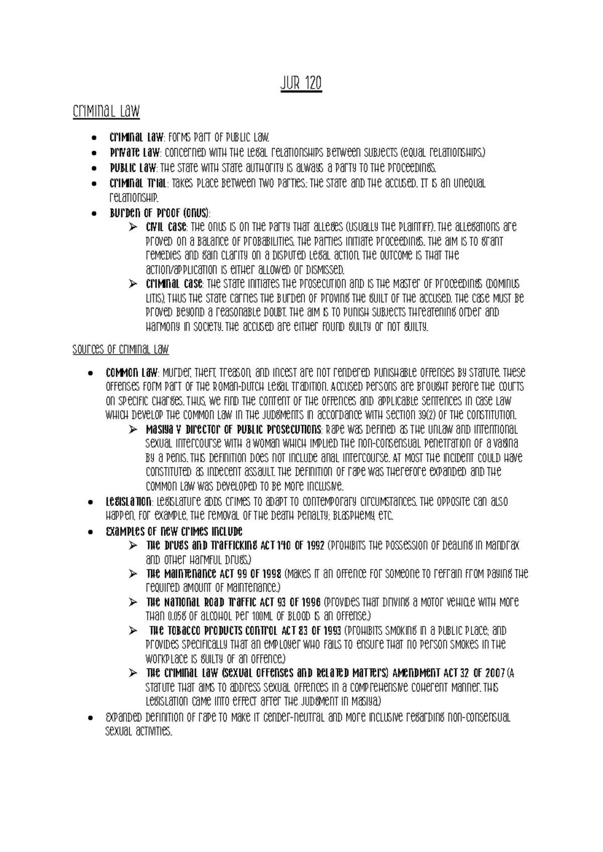 Criminal Law - Summary Beginner's Guide for Law Students - JUR 120 ...