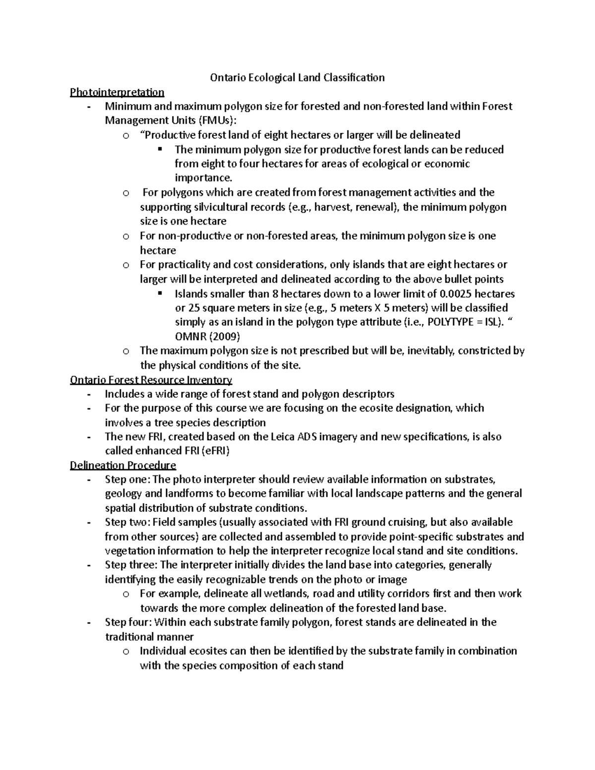 Ontario Ecological Land Classification - Ontario Ecological Land ...