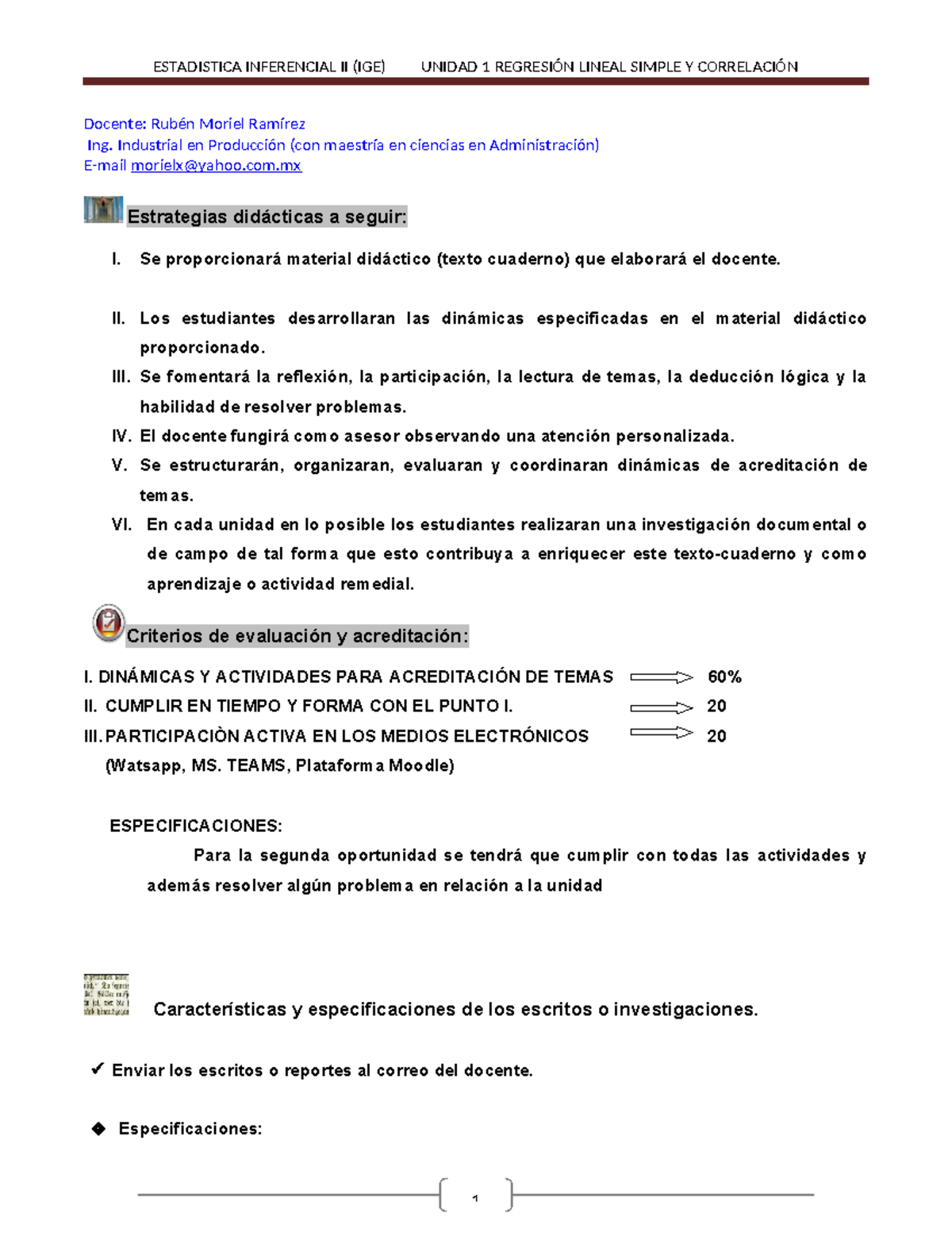 1. Unidad I 0223.. - Estadistica Inferencial - ####### Docente: Rubén ...