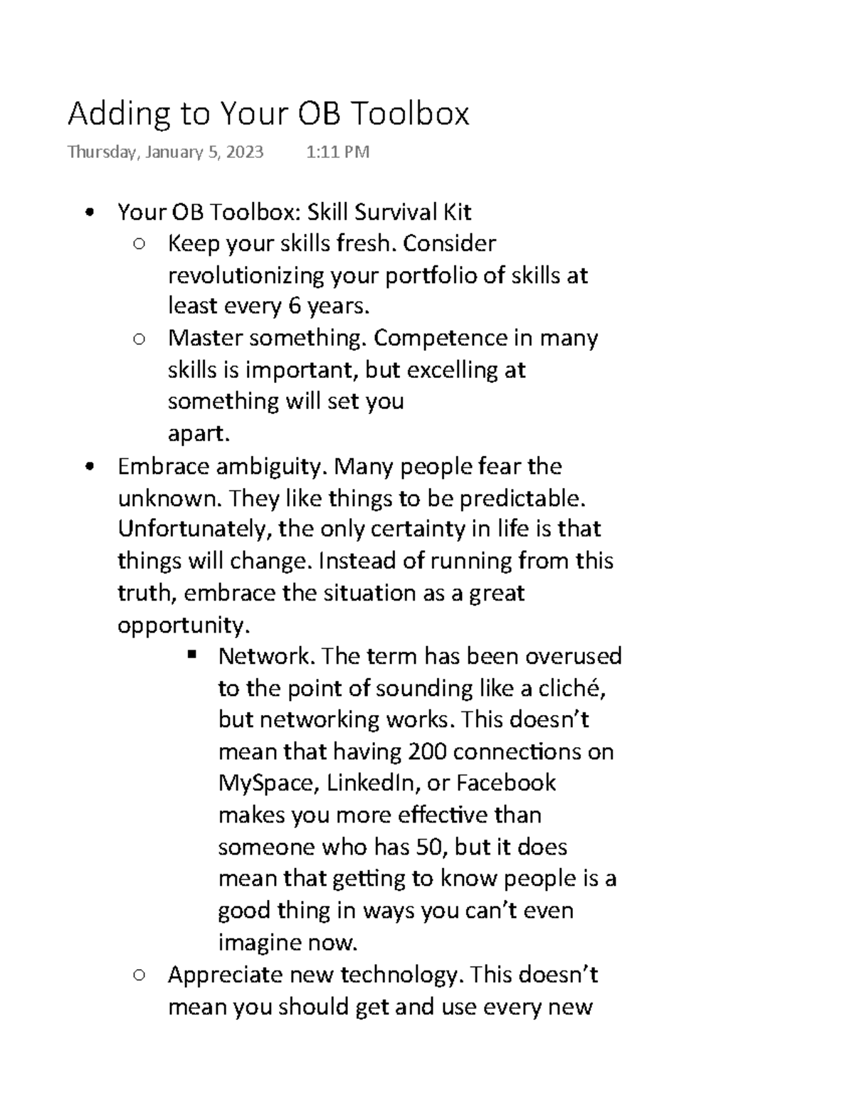 Adding to Your OB Toolbox - Your OB Toolbox: Skill Survival Kit Keep your skills fresh. Consider ...