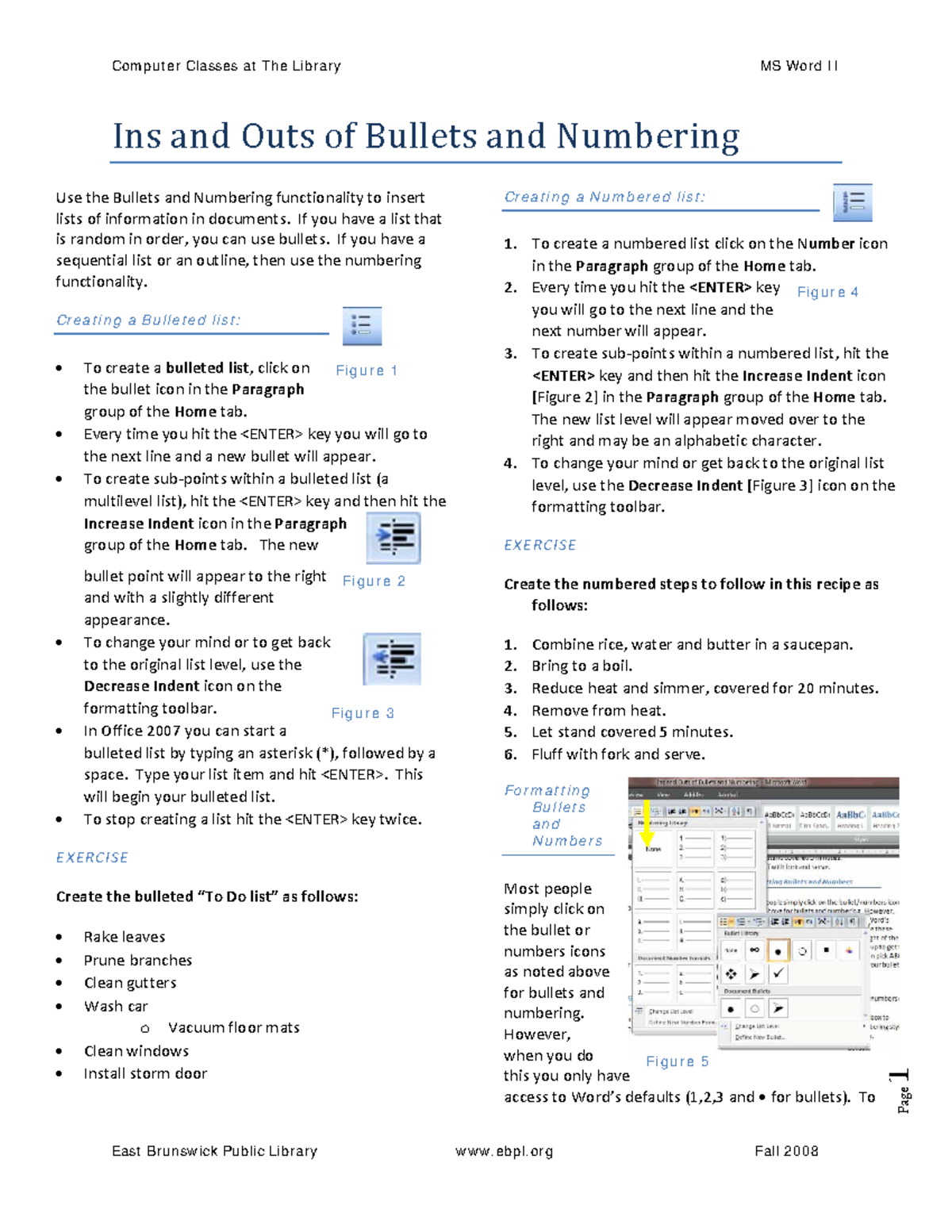 Ins and Outs of Bullets and Numbering - Com put er Classes at The ...