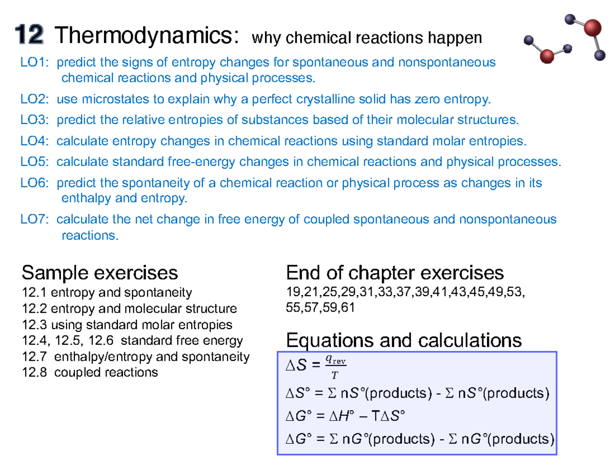 Chapter 12 notes - Dr. Friedman, Chem 2, thermodynamics ...