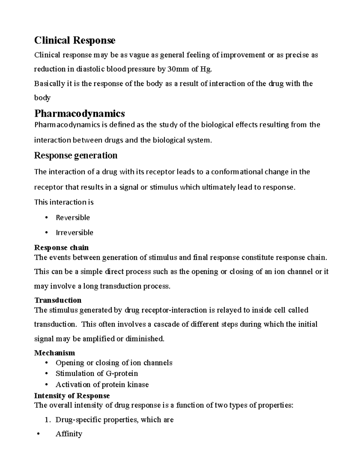 Clinical Response - Clinical Response Clinical response may be as vague ...