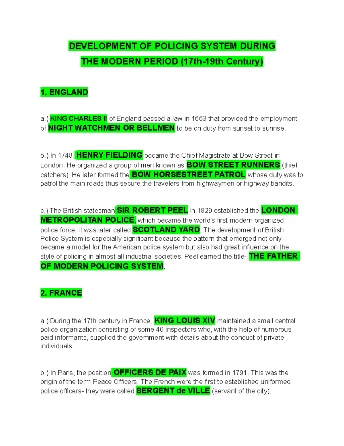 Law Enforment Organization and Administration II - DEVELOPMENT OF ...